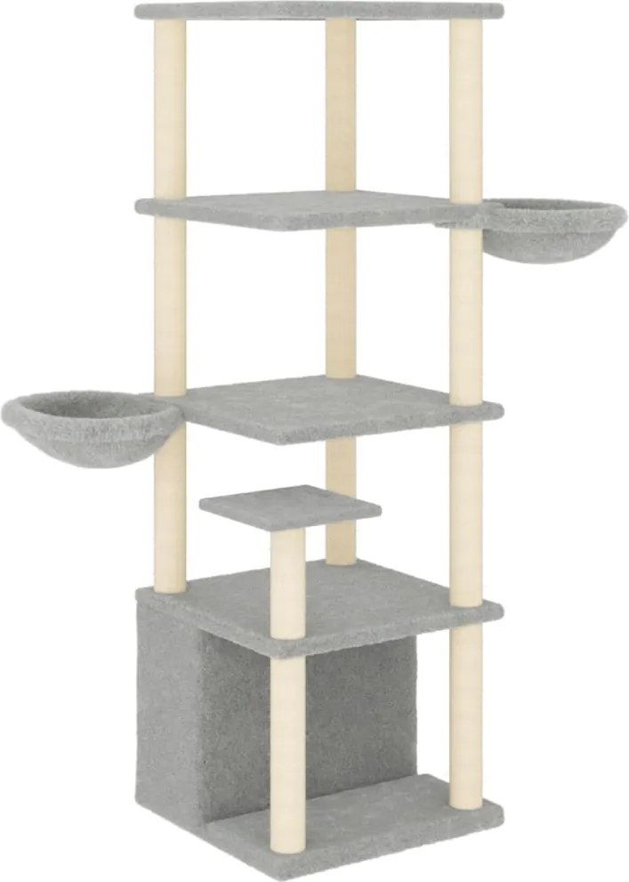 Škrabadlo pro kočky se sisalovými sloupky světle šedé 147 cm 171781