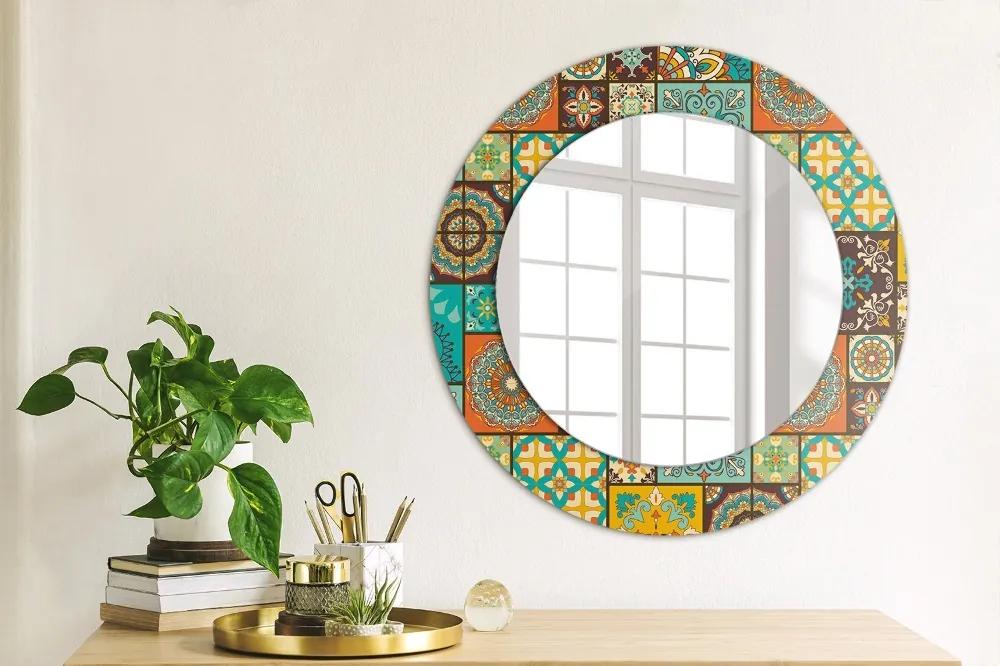 Kulaté zrcadlo tištěný rám Arabský vzor fi 50 cm