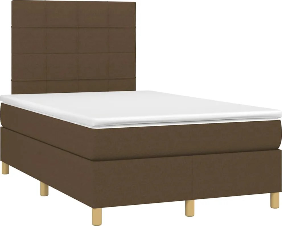 Box spring postel s matrací a LED tmavě hnědá 120x190 cm textil 3270249