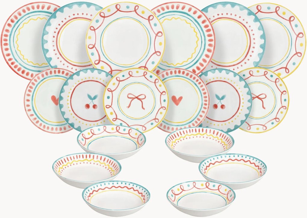 Sada porcelánového nádobí Madison Cherry Pop, pro 6 osob, 18 dílů