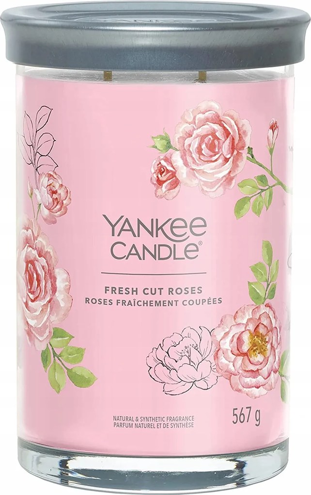 Yankee Candle vonná svíčka Tumbler ve skle velká velká Fresh Cut Roses 567g