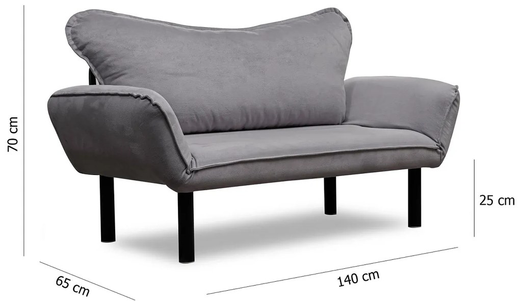Designová rozkládací pohovka Wenda 140 cm šedá