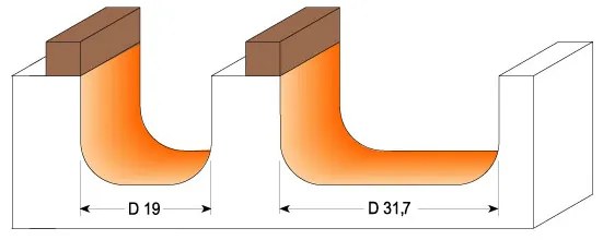 CMT Žlábková fréza s ložiskem - R6,4 D19x16 S=6 HW