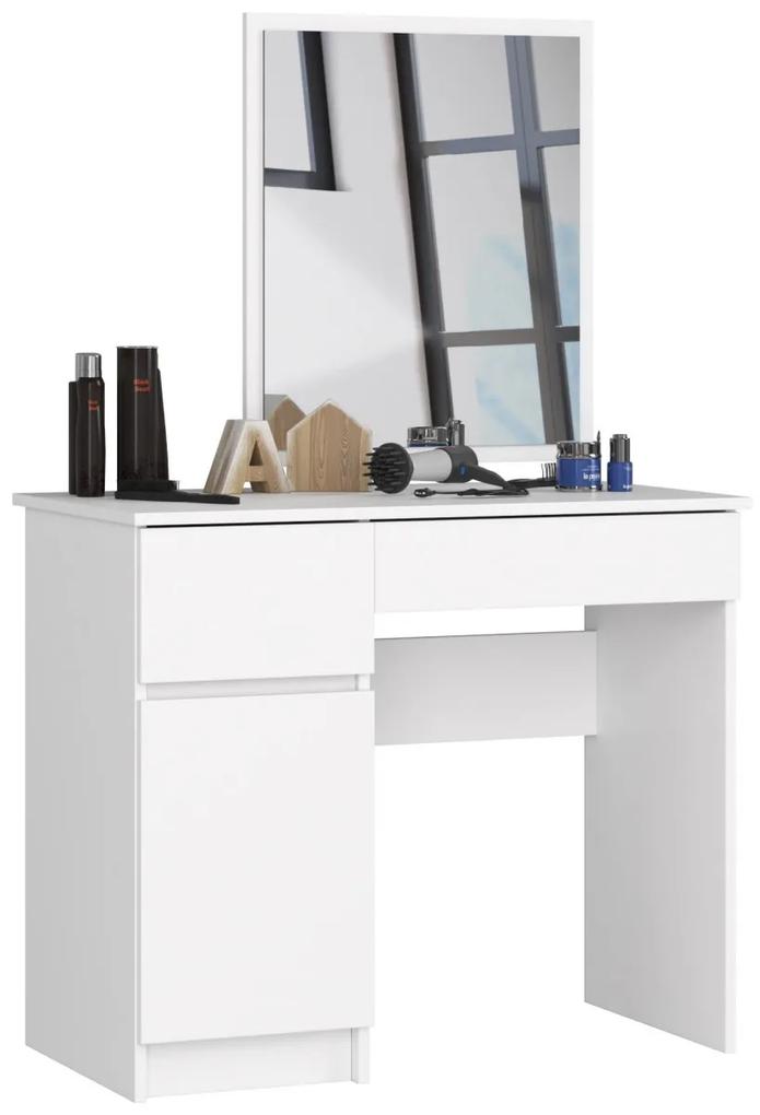 Ak furniture Kosmetický stolek se zrcadlem P-2 II 90x50 cm bílý levý