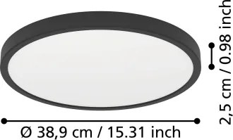 Eglo 901301-LED Str. svítidlo FUEVA LED/17W/230V 2700/4000/6500K pr.38,9cm černá
