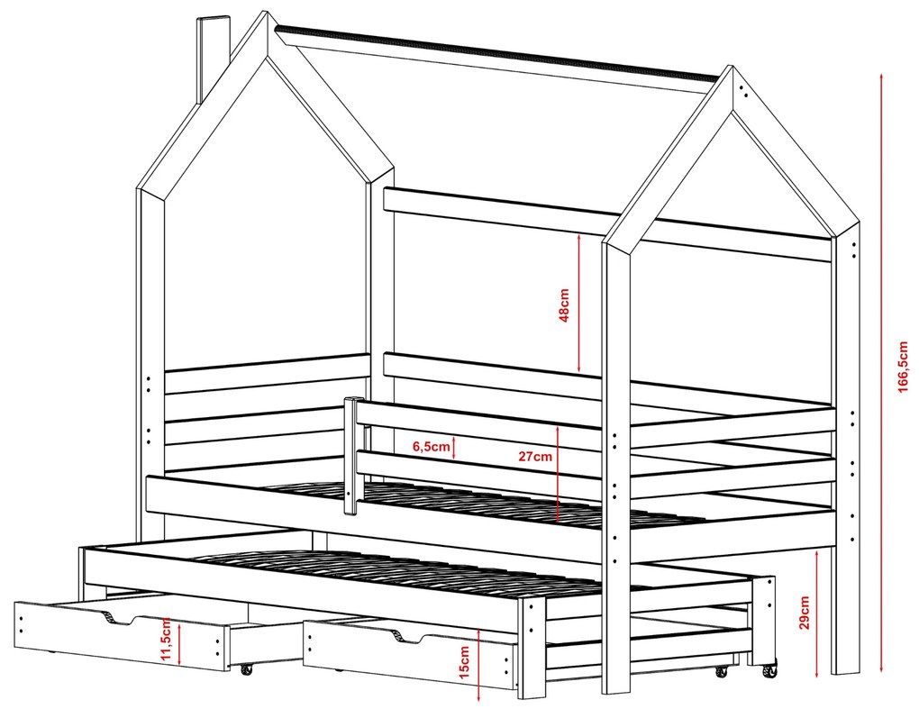 Legno Dětská rozkládací postel Disney bílá Rozměr (cm): 90x190