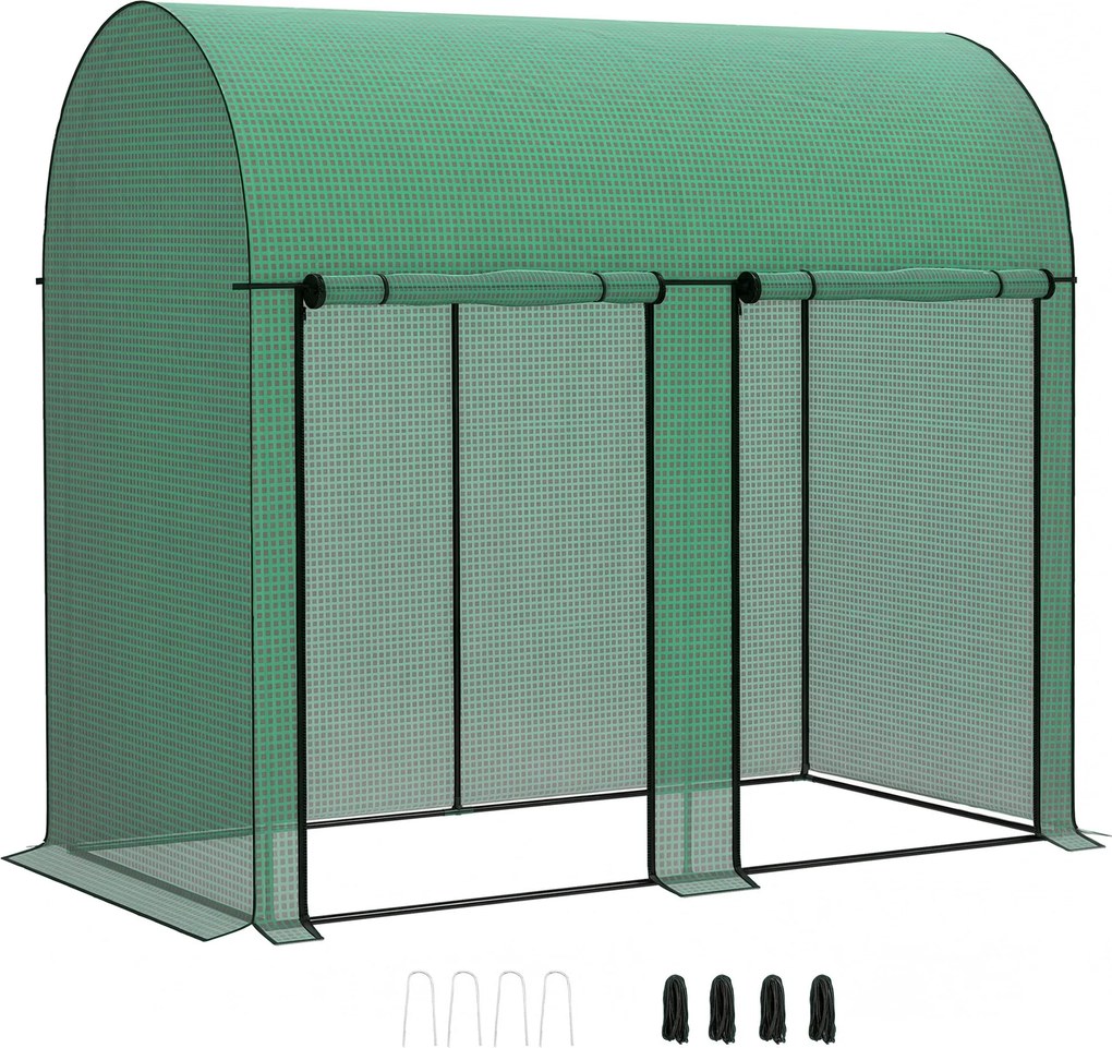 Skleník Outsunny 2 m² pro rajčata 2 x 1,78 m 2 rolovací zipové dveře ocel s vysokou hustotou PE 140 g/m² UV ochrana