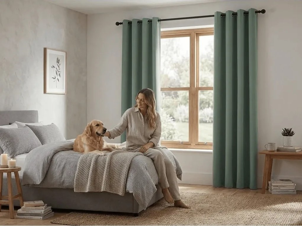 Šedozelený závěs OXFORD 140x250 cm Zavěšení: Řasící páska