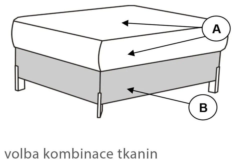 Taburet ULISES HO70 | 103x68 cm | bez úložného prostoru | VÝBĚR TKANIN a NOŽIČEK