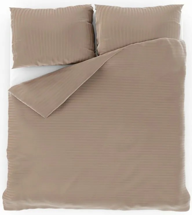 Kvalitex Saténové povlečení Stripe béžová, 240 x 220 cm, 2 ks 70 x 90 cm