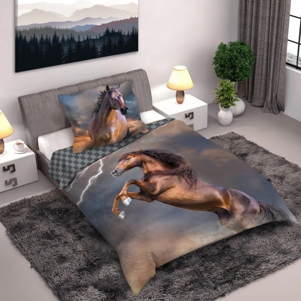 Bavlněné ložní povlečení kůň Arabský plnokrevník - 100% bavlna - 70 x 90 cm + 140 x 200 cm