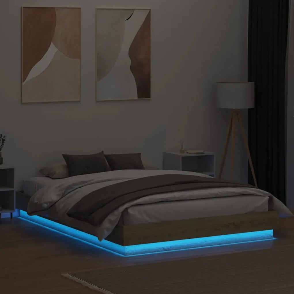 Rám postele s LED osvětlením dub sonoma 160 x 200 cm 3209781