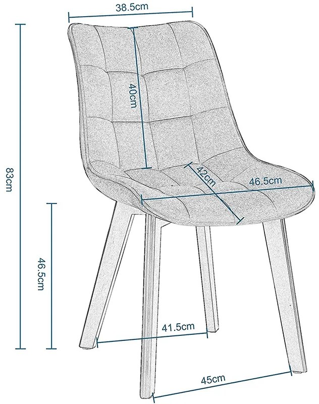 WOLTU Sada 2 čalouněných jídelních židlí s dřevěnými nohami, sametové, tmavě šedé