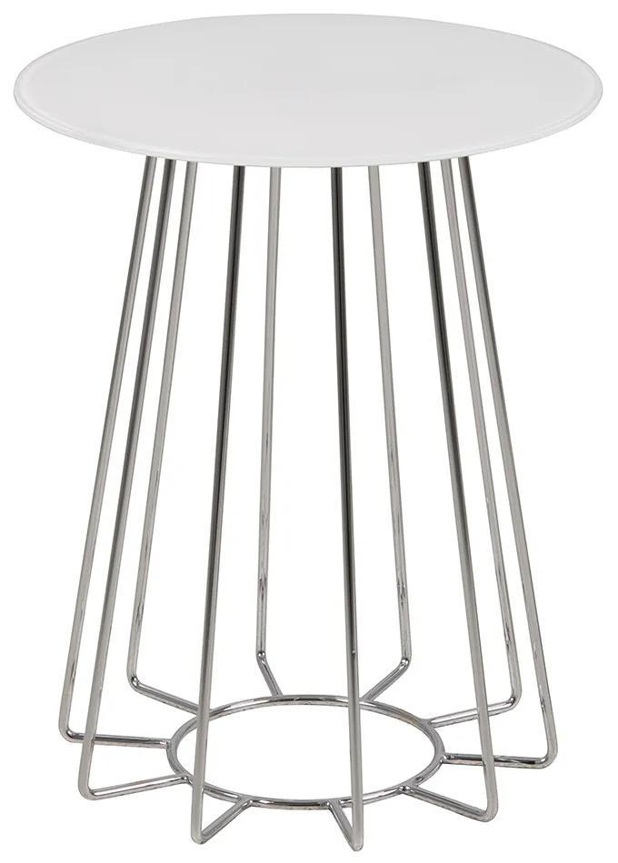 Design Scandinavia Konferenční / noční stolek Goldy, 50 cm, chrom/bílá