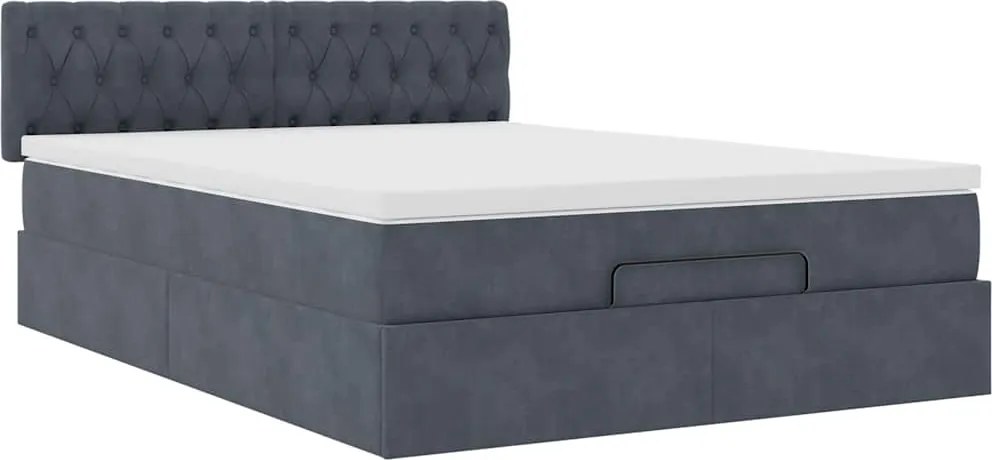 Osmanský rám postele s matrací tmavě šedá 140x190cm samet 3312693
