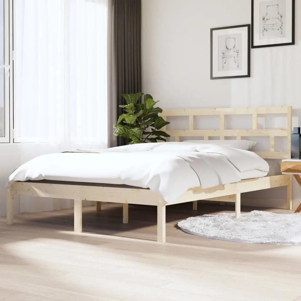vidaXL Rám postele 135 x 190 cm Double masivní dřevo [3101194] Barva: Bílá