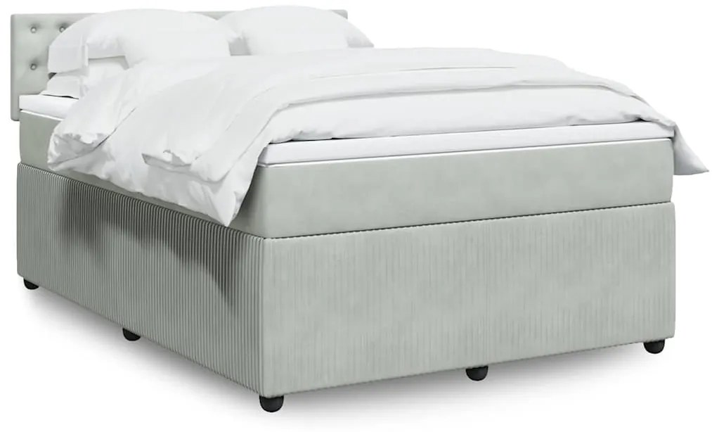 Box spring postel s matrací světle šedá 140x200 cm samet 3290070