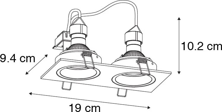 Chytré zapuštěné bodové svítidlo černé obdélníkové nastavitelné vč. 2 WiFi GU10 - Chuck