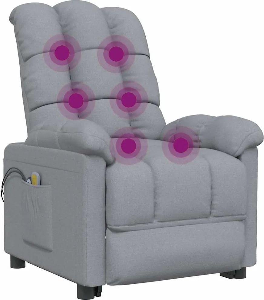 Elektrické masážní křeslo světle šedé textil 3073758
