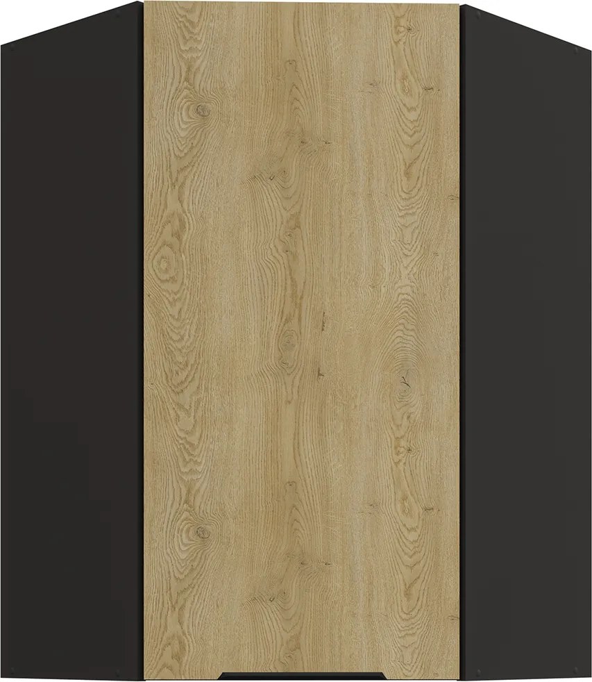 CREMONA cc | horní kuchyňská skříňka 60x60 GN-90 1F (45°) rohová s policemi | 60x60 cm | VYSOKÁ | černá/cremona