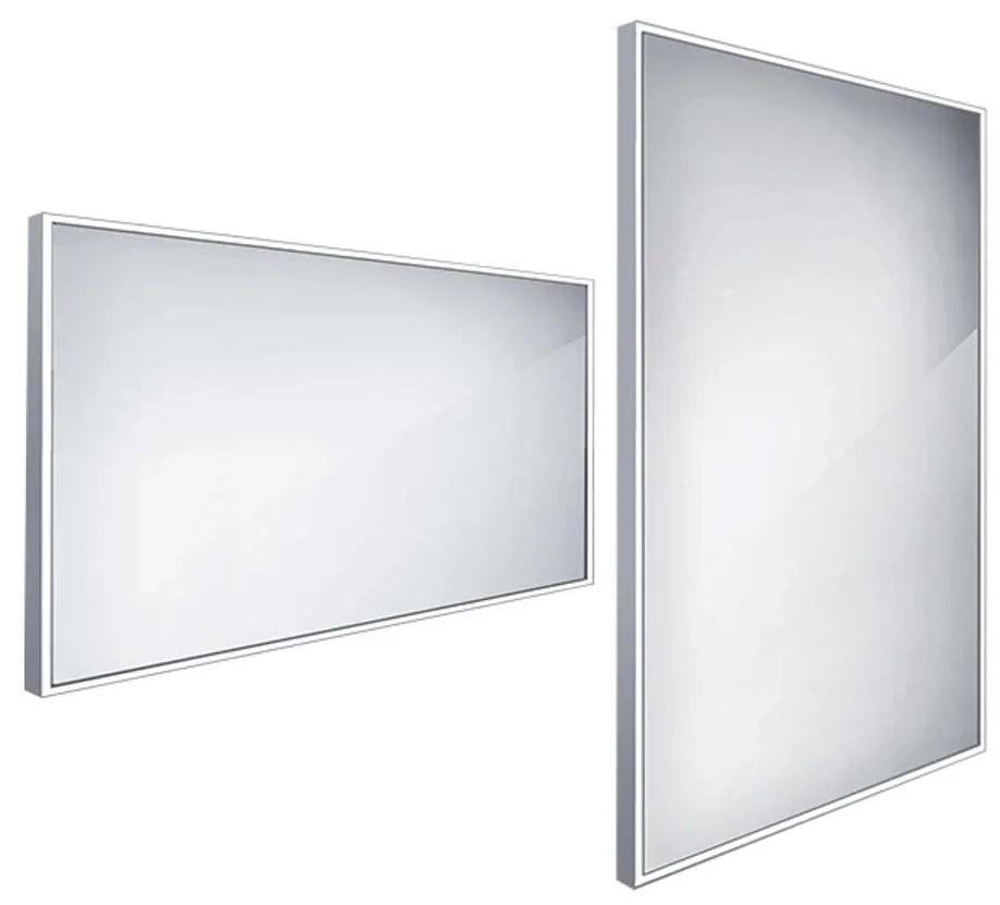 Nimco - Zrcadlo v rámu s LED osvětlením, 140x70 cm, hliník ZP 13008