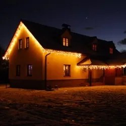 Easy Fix venkovní LED rampouchy, světelné krápníky, 300 × 50 cm, teple bílá, 114 diod, bílý kabel, IP67, prodlužovací