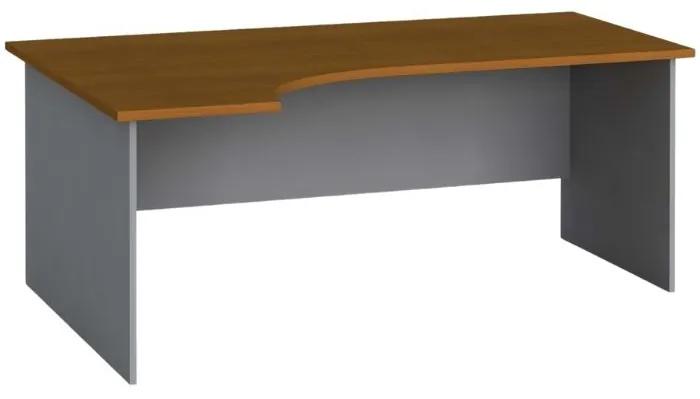 Rohový kancelářský pracovní stůl PRIMO FLEXI, 180 x 120 cm, šedá / třešeň, levý