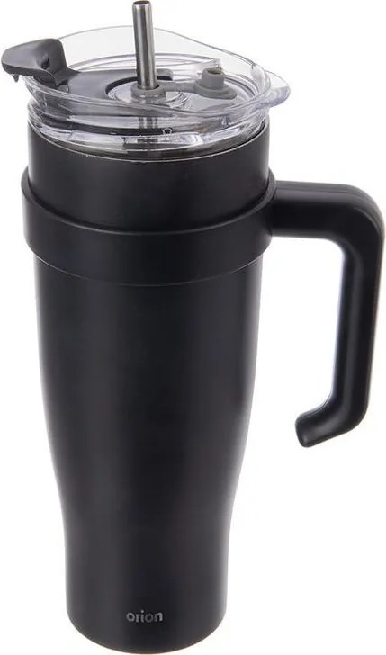 Nerezový termohrnek s brčkem TERMO 1,2 l, černý