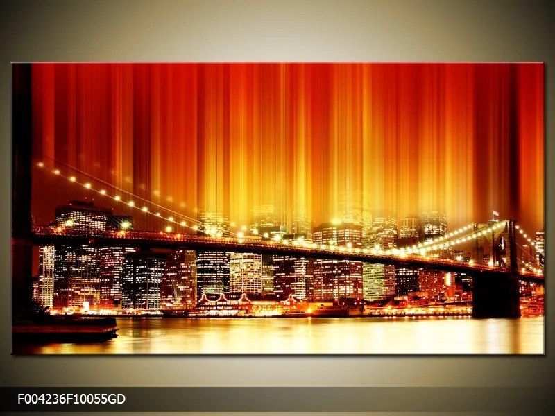 Obraz města s mostem - oranžová (), 40 dalších rozměrů