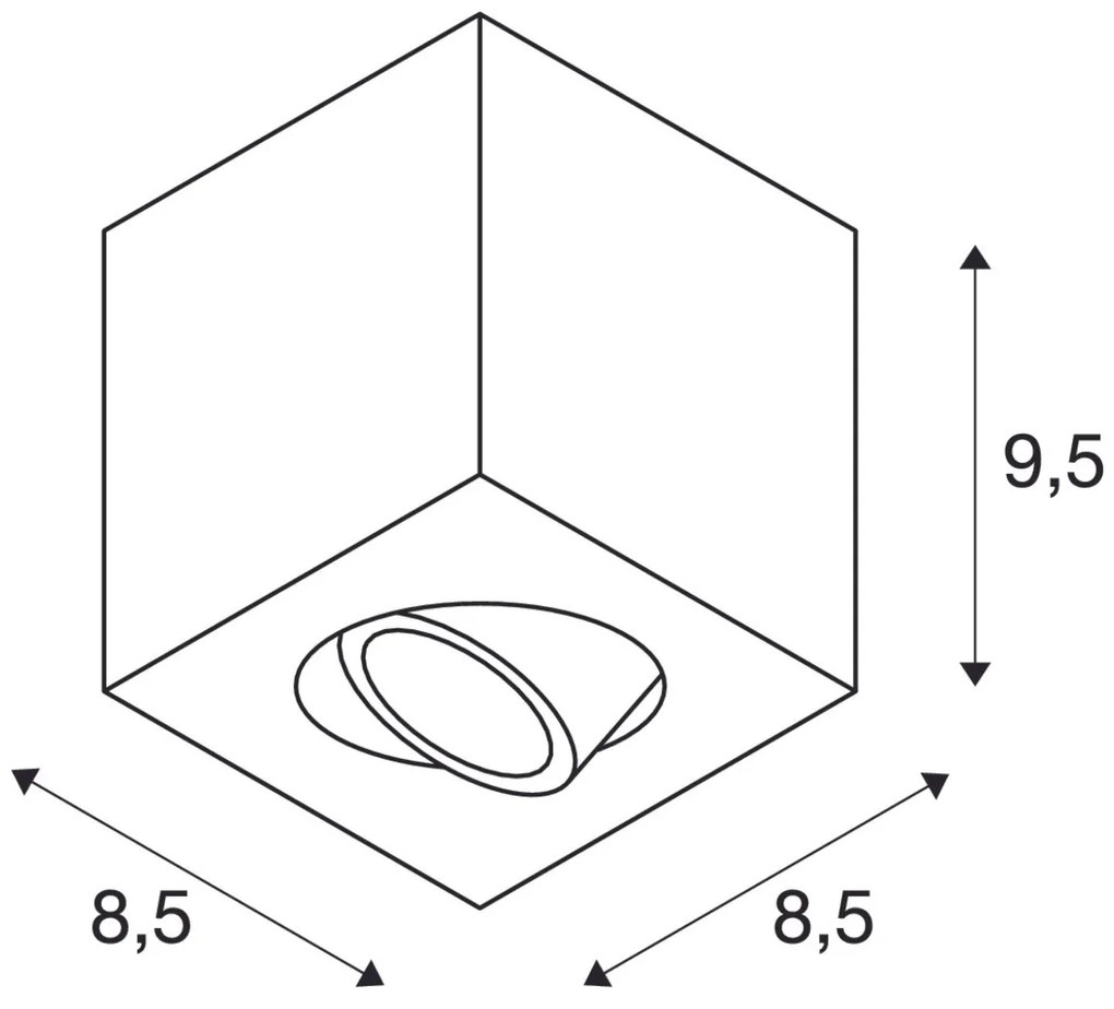 SLV 1002013 Triledo, černé stropní svítidlo, 1x GU10 max. 10W, rozměr 8,5 x 8,5cm