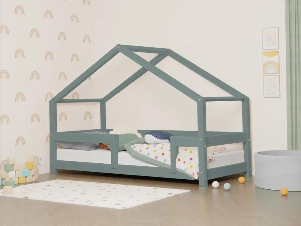 Benlemi Dětská domečková postel LUCKY s pevnou bočnicí Barva: Béžová, Rozměr: 120 x 200 cm