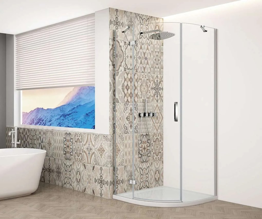 Gelco Trinity - Sprchový kout čtvrtkruhový 90x90 cm, levé, čiré sklo/chrom GT6590CL-CH