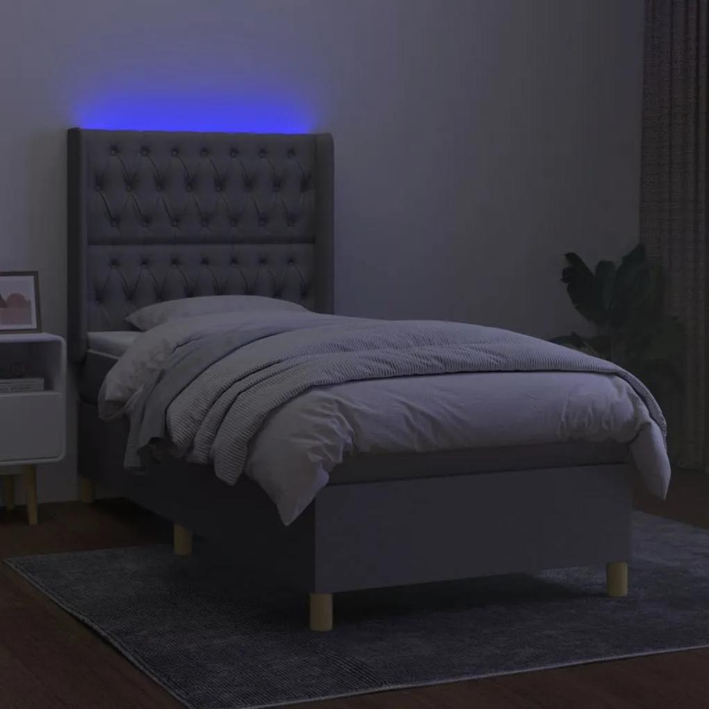 vidaXL Box spring postel s matrací a LED 90x190 cm textil [3139077] Barva: krémová