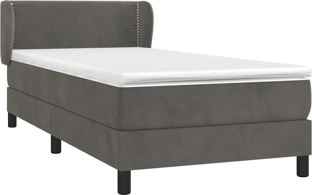 Box spring postel s matrací tmavě šedá 90x190 cm samet 3127404