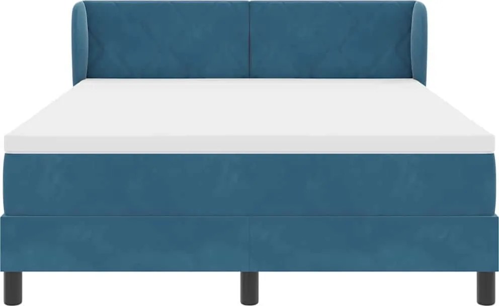 Postel s boxspringem s čelo Tmavě moddrá 140 x 190 cm samet 3340440