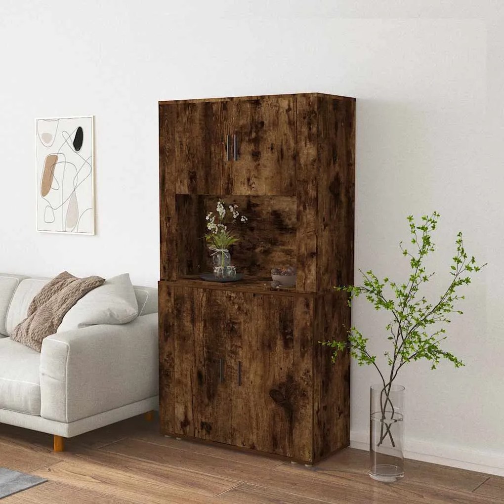 Skříň highboard kouřový dub kompozitní dřevo 3185356