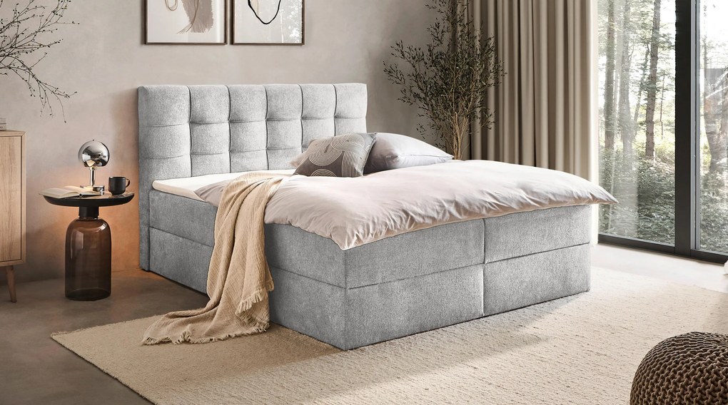 XXXLutz AMERICKÁ POSTEL, 160/200 cm, světle šedá Boxxx - Postele s úložným prostorem - 002444002607