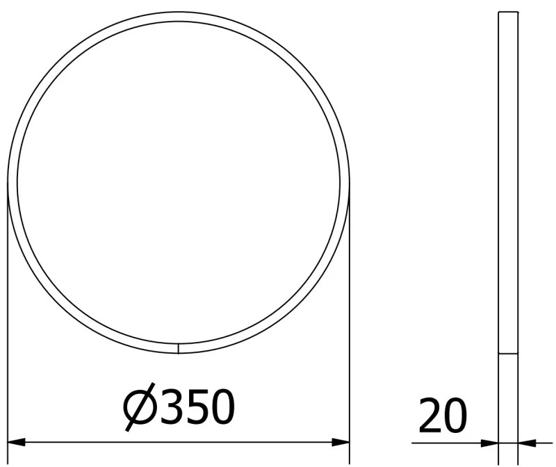 Mexen Loft, kulaté koupelnové zrcadlo 35 cm, barva rámu černá matná, 9850-035-035-000-70