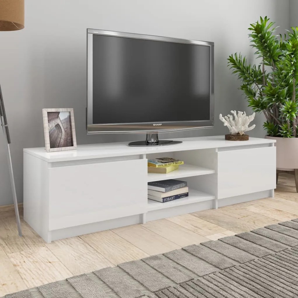 vidaXL Marketos TV stolek bílý s vysokým leskem 140x40x35,5 cm kompozitní dřevo