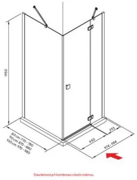 Jika Pure Sprchové dveře 100 cm, pravé, čiré sklo H2544250026681