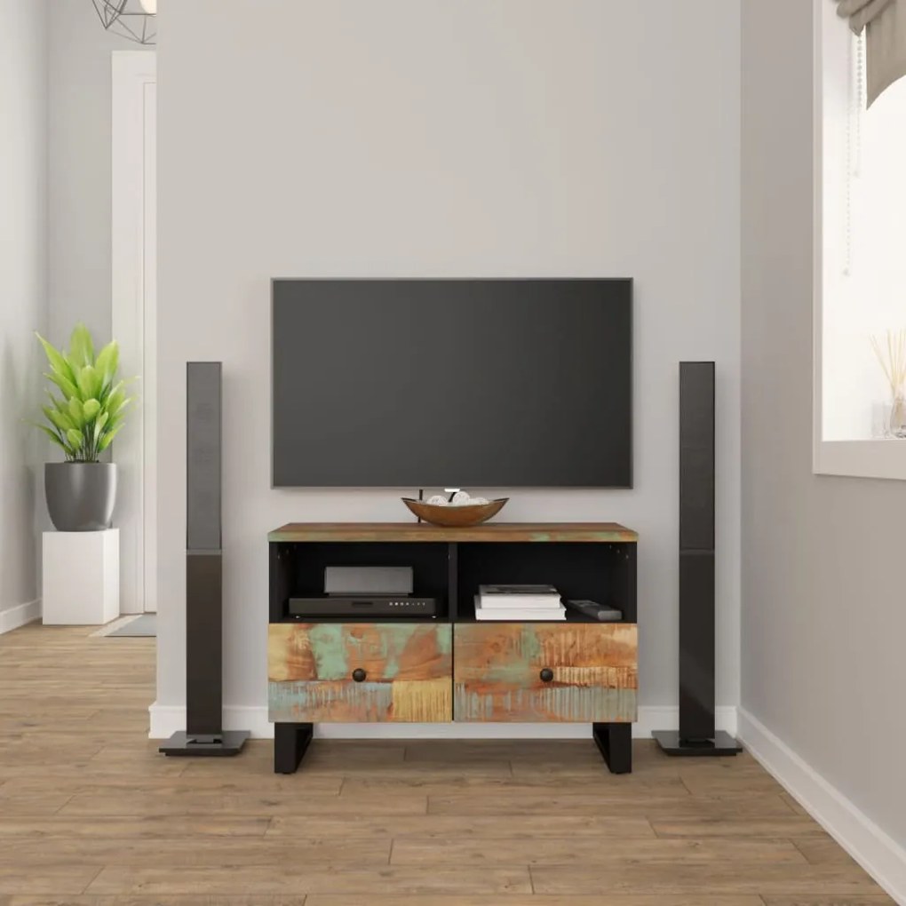 Tv Skříňka 70 X 33 X 46 Cm - masivní recyklované dřevo