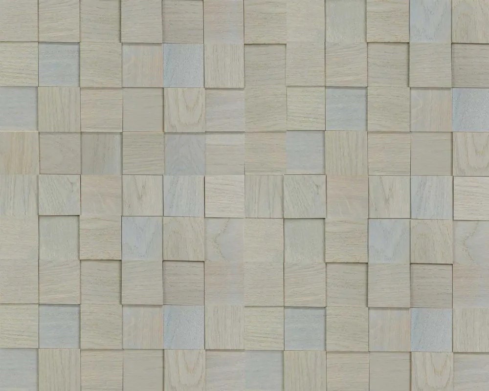 DUB ŠEDÝ 50, jednotlivé kusy 50 x 50 mm (0,0025 m²) nebo samolepící panel 300 x 300 mm (0,09 m²) - dřevěná mozaika 3D 2 mm Broušený - olejovaný