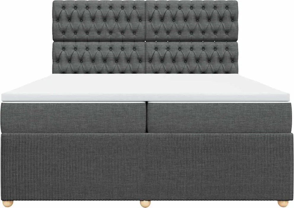 Box spring postel s matrací tmavě šedá 200x200 cm textil 3294471