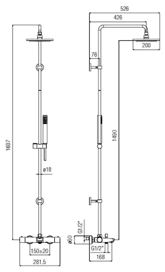 Alpi Blue - Termostatický sprchový / vanový systém, Chrom alba 85RM4151