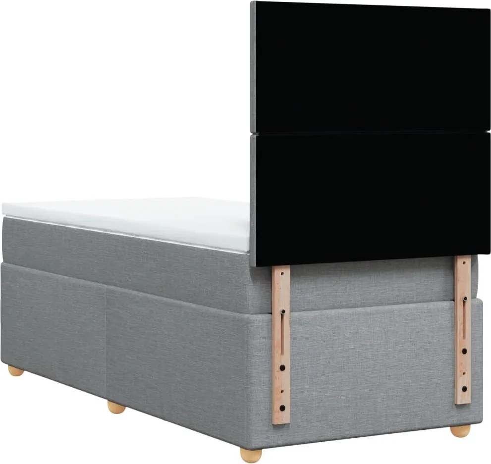 Box spring postel s matrací světle šedý 100 x 200 cm textil 3291184
