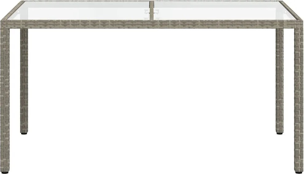 Zahradní stůl 150 x 90 x 75 cm tvrzené sklo a polyratan šedý 316707