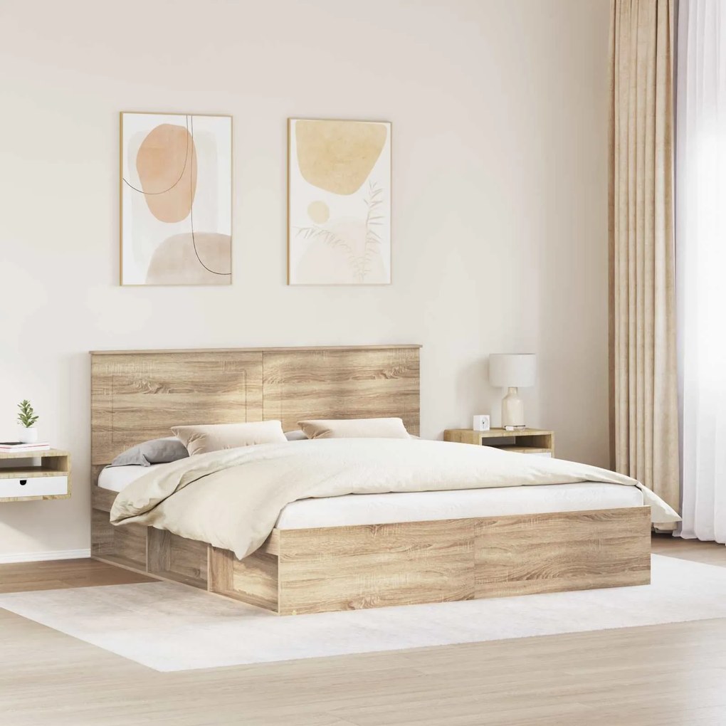 Rám postele s čelo Sonoma 200 x 200 cm Masivní borové dřevo 3409311