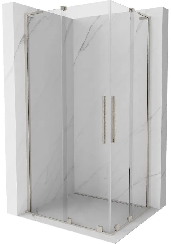Mexen Velar L Duo, sprchový kout s posuvnými dveřmi 90 x 80 cm, 8mm čiré sklo, broušená ocel, 871-090-080-02-03-97