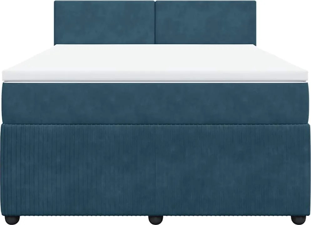 Box spring postel s matrací modrá 140 x 200 cm samet 3287756