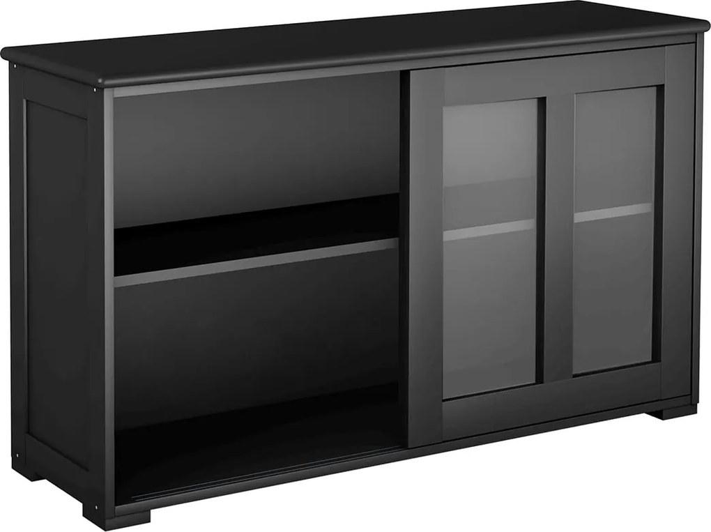 Costway Příborník s posuvnými dvířky 106,5 cm, černý